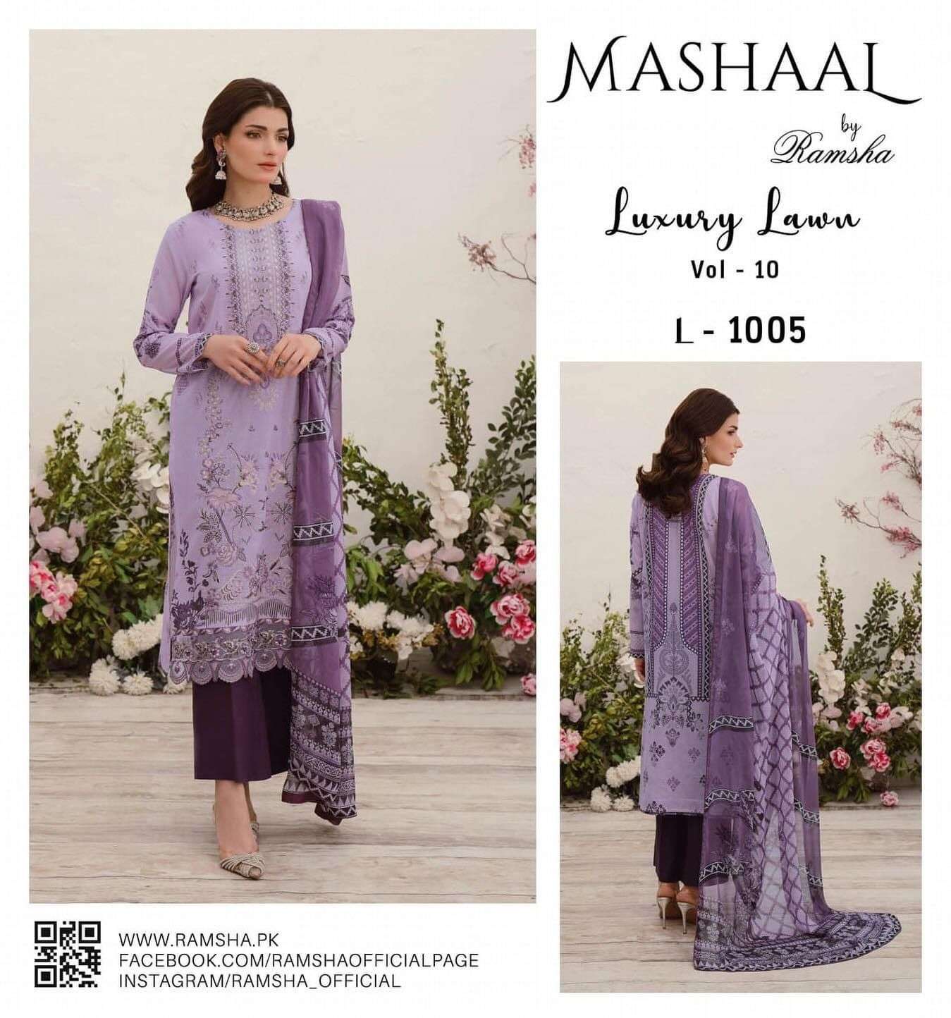 MASHAAL BY RAMSHA LUXURY LAWN-3PC | L-1005 – Siyaab Lawn Hub